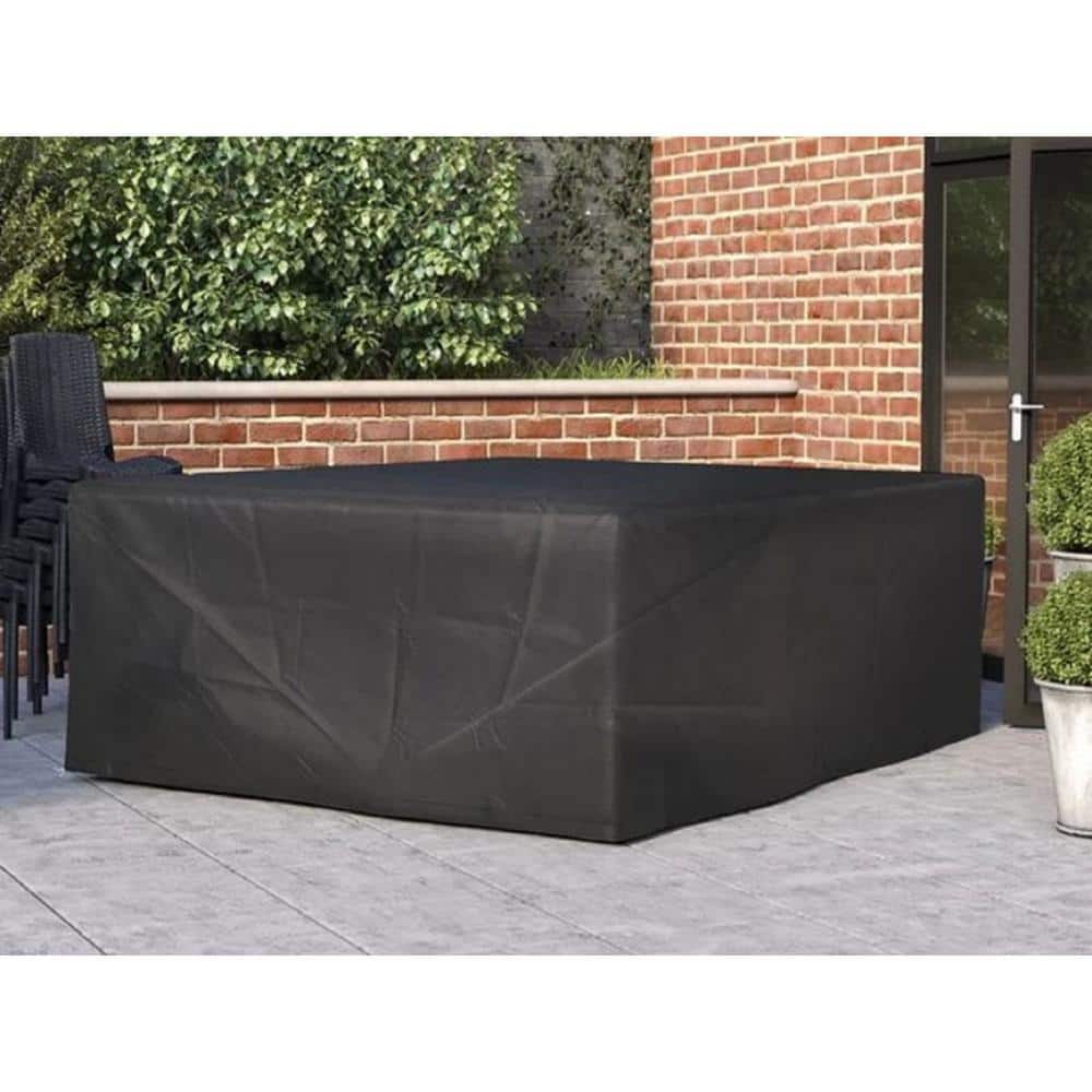moda furnishings SElia 91 in. x 28 in. Black Patio Set Square Rain ...