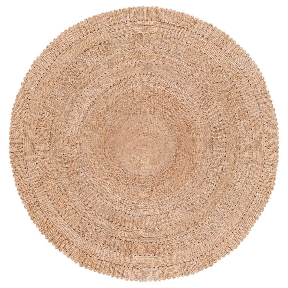 SAFAVIEH Natural Fiber Beige Doormat 3 ft. x 3 ft. Woven Solid Round ...