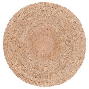 SAFAVIEH Natural Fiber Ivory 5 ft. x 5 ft. Woven Solid Round Area Rug ...