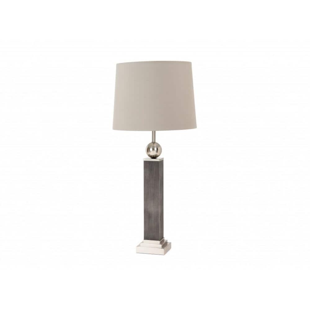 HomeRoots 35 in. Modern Distressed Gray and Silver Table Lamps (Set of ...