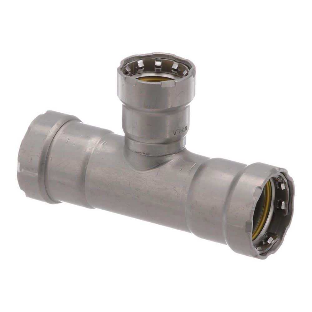 Viega MegaPressG 1 in. x 1 in. x 3/4 in. Press Carbon Steel Tee (Gas ...