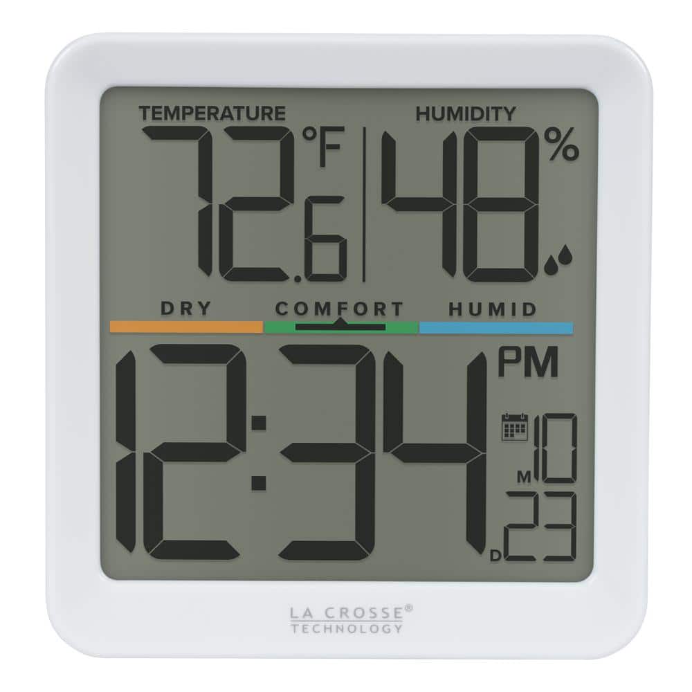La Crosse Technology Digital Indoor Comfort Meter with Time & Date 302 ...