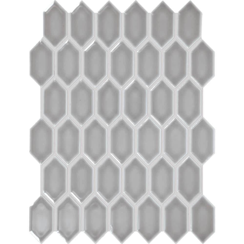 Daltile Premier Accents Jade Gray 13 in. x 10 in. Glass Hexagon Mosaic Tile (8.8 sq. ft./Case ...