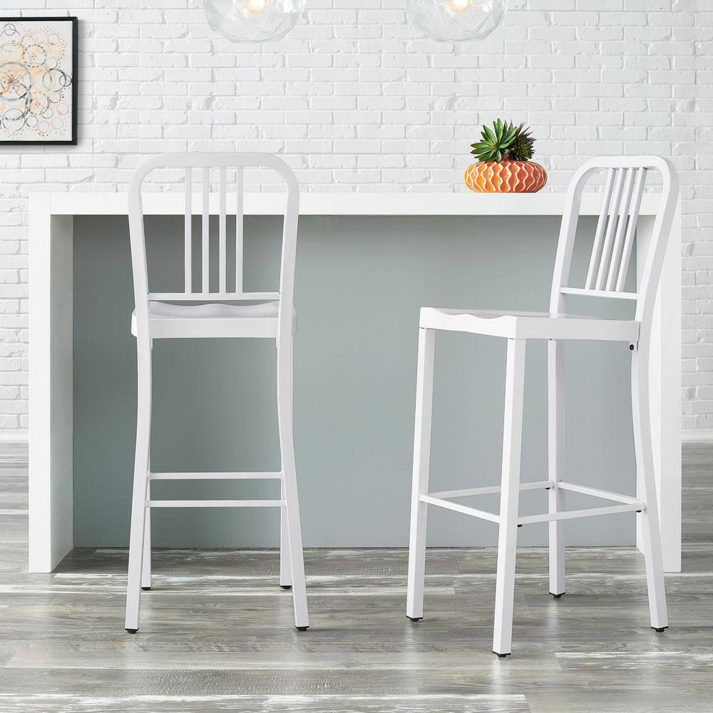 StyleWell Kipling White Metal Bar Stool with Back CM806-30-WHT - The ...