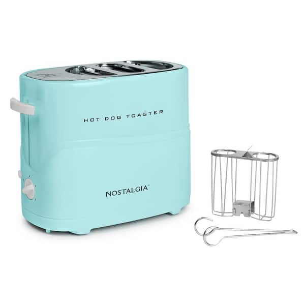 Nostalgia Retro Series 2-Slice Aqua Long Slot Hot Dog and Bun Toaster ...