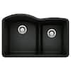 Blanco DIAMOND 32 in. Undermount Double Bowl Coal Black Granite ...