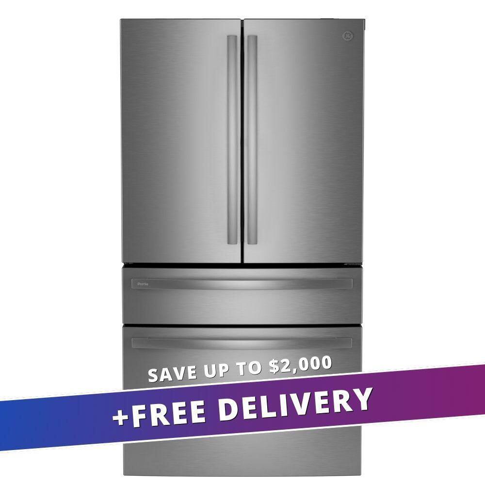 GE 36 in. 23.3 cu. ft. Smart Counter-Depth Fingerprint Resistant 4-Door ...