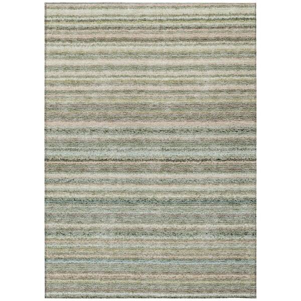HomeRoots Sage, Mint Green, Beige 3 X 5 ft. Woven Striped Polyester ...