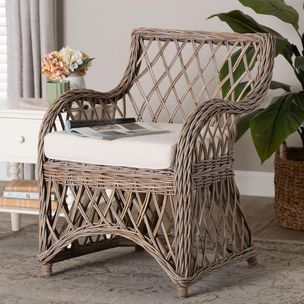 bali & pari Debra Kubu Grey Rattan Armchair 267-14705-HD - The Home Depot