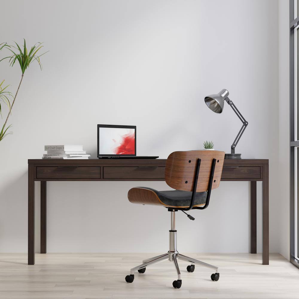 Simpli Home Hollander Solid Wood Contemporary Modern 72 in. Wide Desk ...