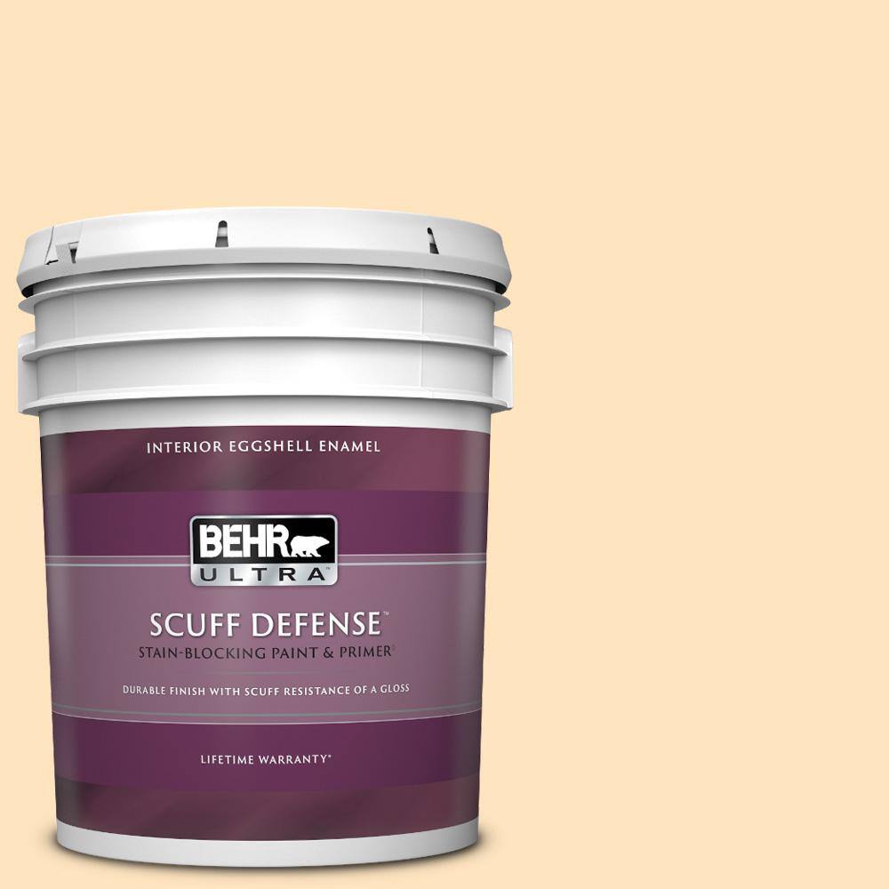 BEHR ULTRA 5 gal. #320C-2 Cream Yellow Extra Durable Eggshell Enamel ...