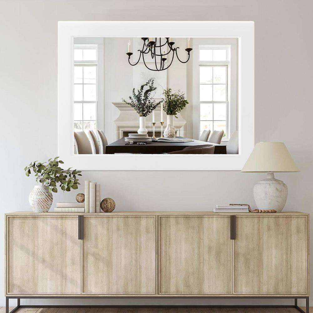 Sxiawe 30 in. W x 40 in. H Simple Rectangular White Wood Frame Bathroom ...