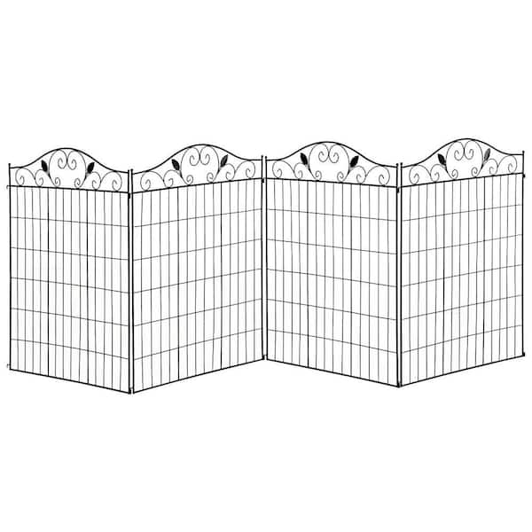 Jushua 4 Pack 44 in. x 36 in. Steel Border Folding Garden Fence ...