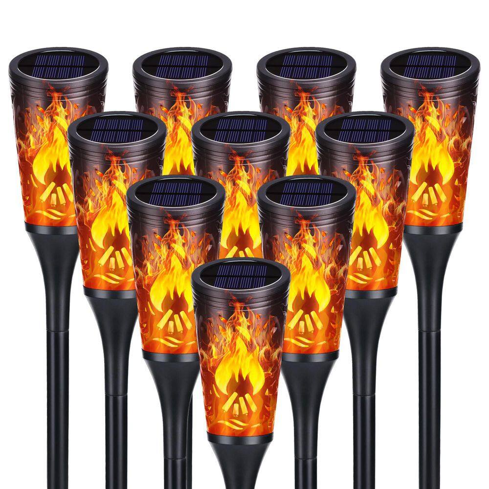 MOEPISY 10 Pack Plastic Garden Torch Lights with Flickering Flame, IP65 ...