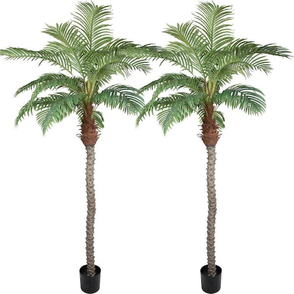 Swafrrt 2-Pieces Trees 8 ft. Artificial Indoor/Outdoor Coconut Palm ...
