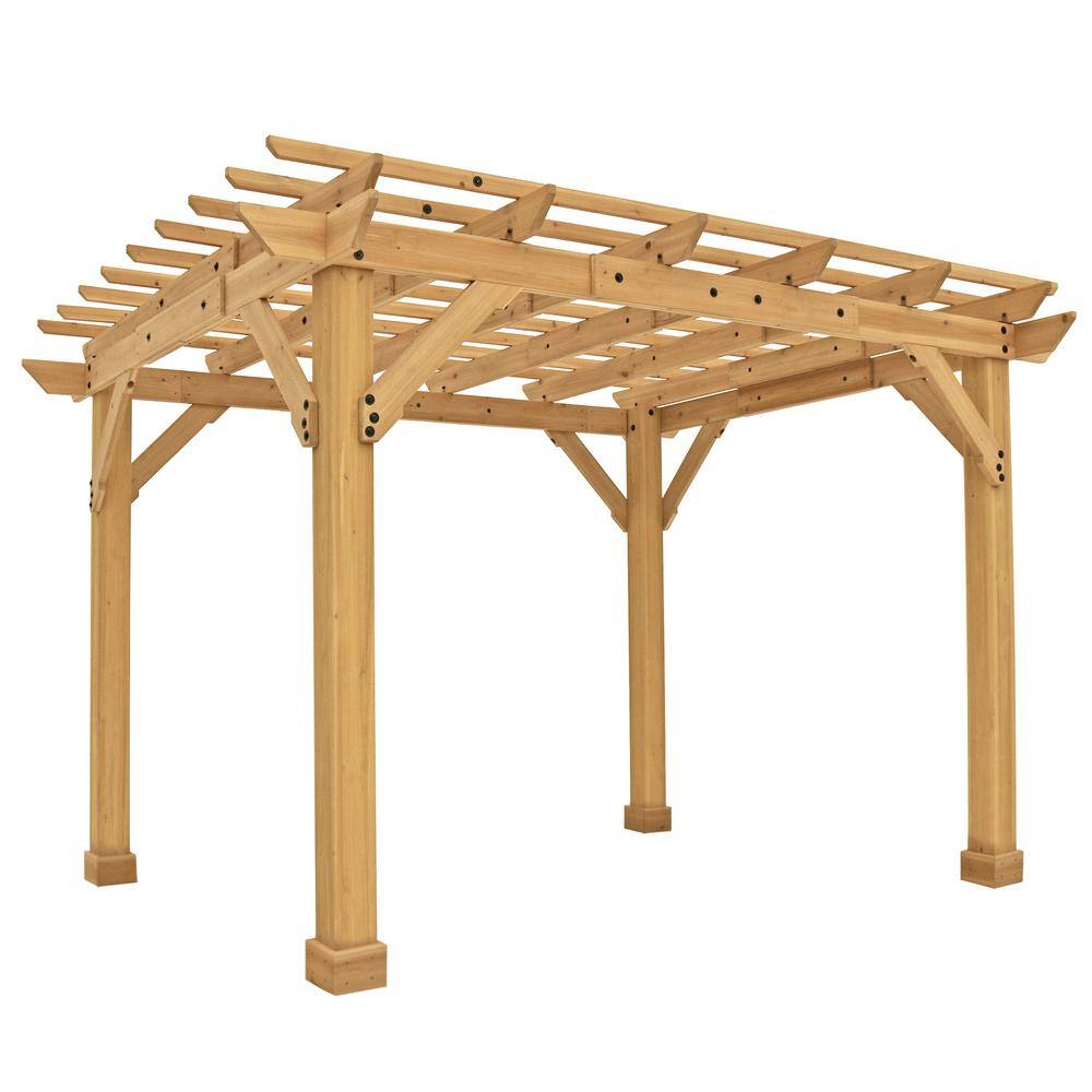 Yardistry 10 Ft X 12 Ft Meridian Pergola With Natural Cedar Stain Yardistry 10 Ft X 12 Ft Meridian Pergola With Natural Cedar Stain