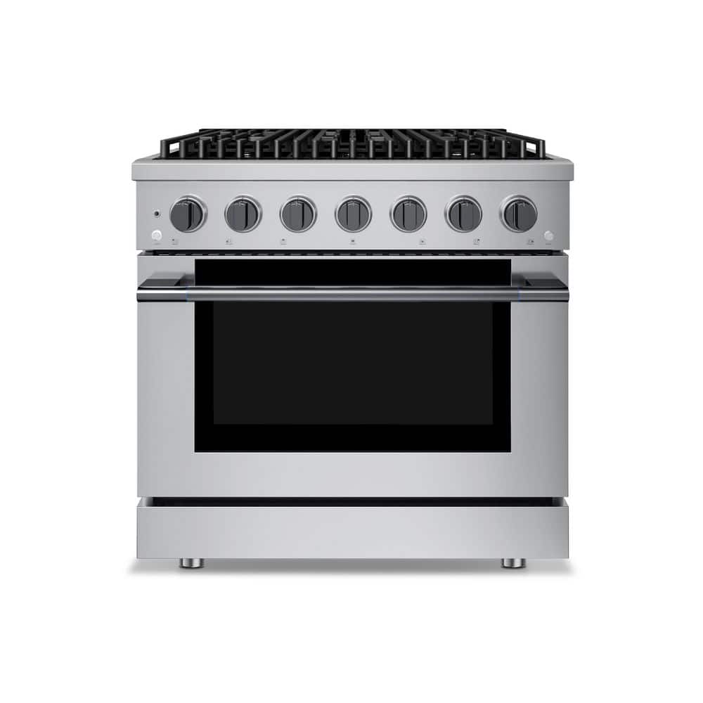 HAUSLANE HausPro 36 in. 6 Burners Gas Range in Black Stainless Steel ...