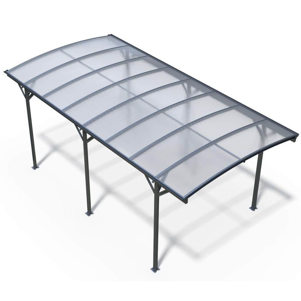 Jinseed 19 ft. x 10 ft. Grey Durable Metal Aluminum Polycarbonate Arch ...