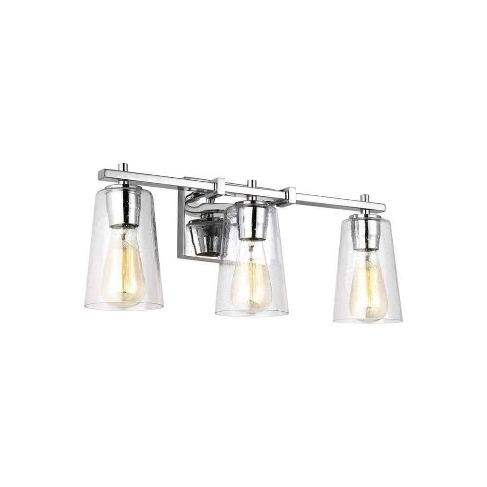 Generation Lighting Mercer 3-Light Modern Chrome Bathroom Vanity Light ...