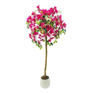 MOVECOM 6FT Artificial Bougainvillea Trees Indoor, Faux Tree Flower ...