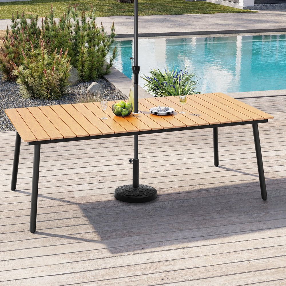 Crestlive Products 82.7 in. Rectangular Aluminum Faux Wood Top Outdoor ...
