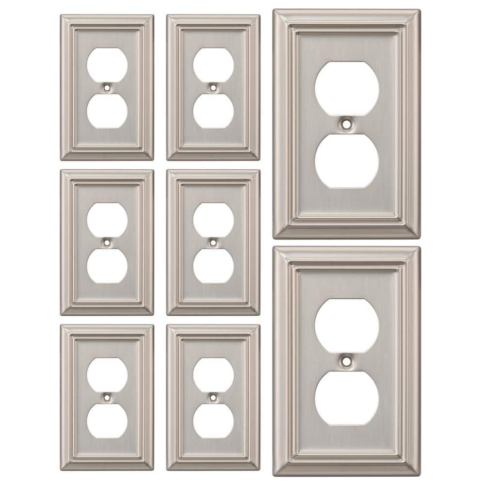 DEWENWILS Standard 1-Gang Brushed Nickel Duplex Outlet Metal Wall ...