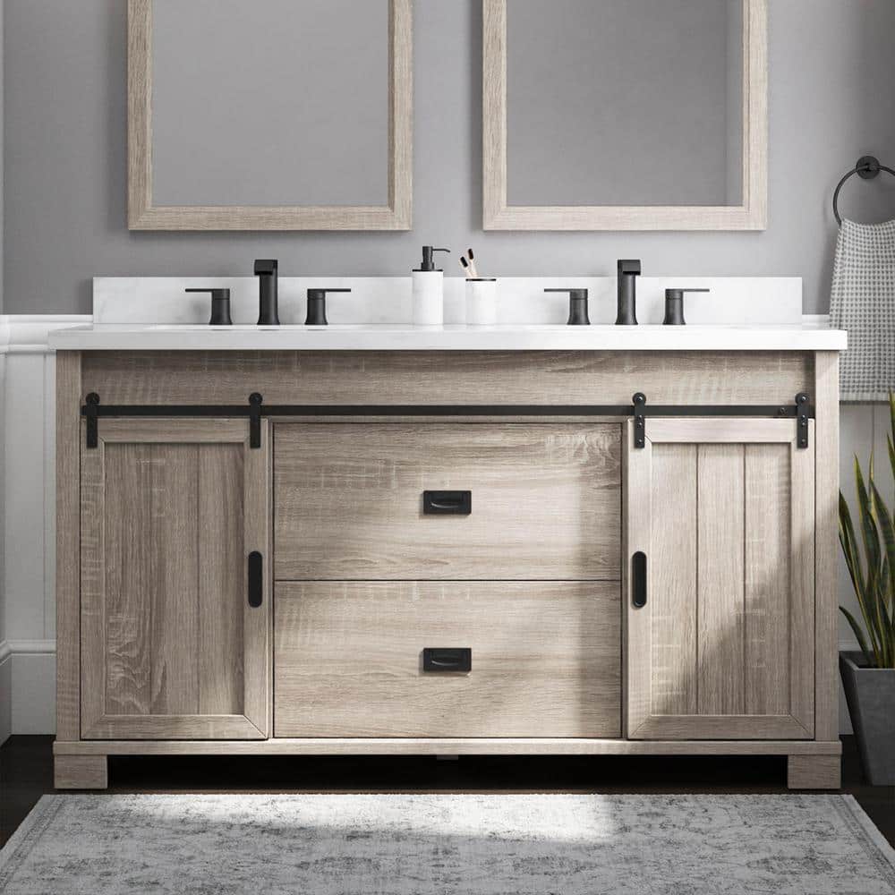 Reviews for Glacier Bay Brindley 60 in. Double Sink Freestanding ...