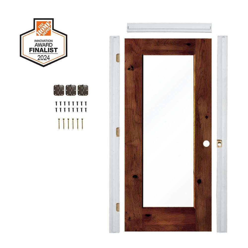 Krosswood Doors DIY 36inx80in LH 1-Lite Clear Glass Red Chestnut Stain ...