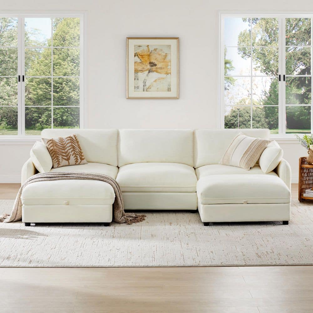 Spruce & Spring Derek 111.9 in. 5-Piece Fabric Modern Modular Sofa in ...