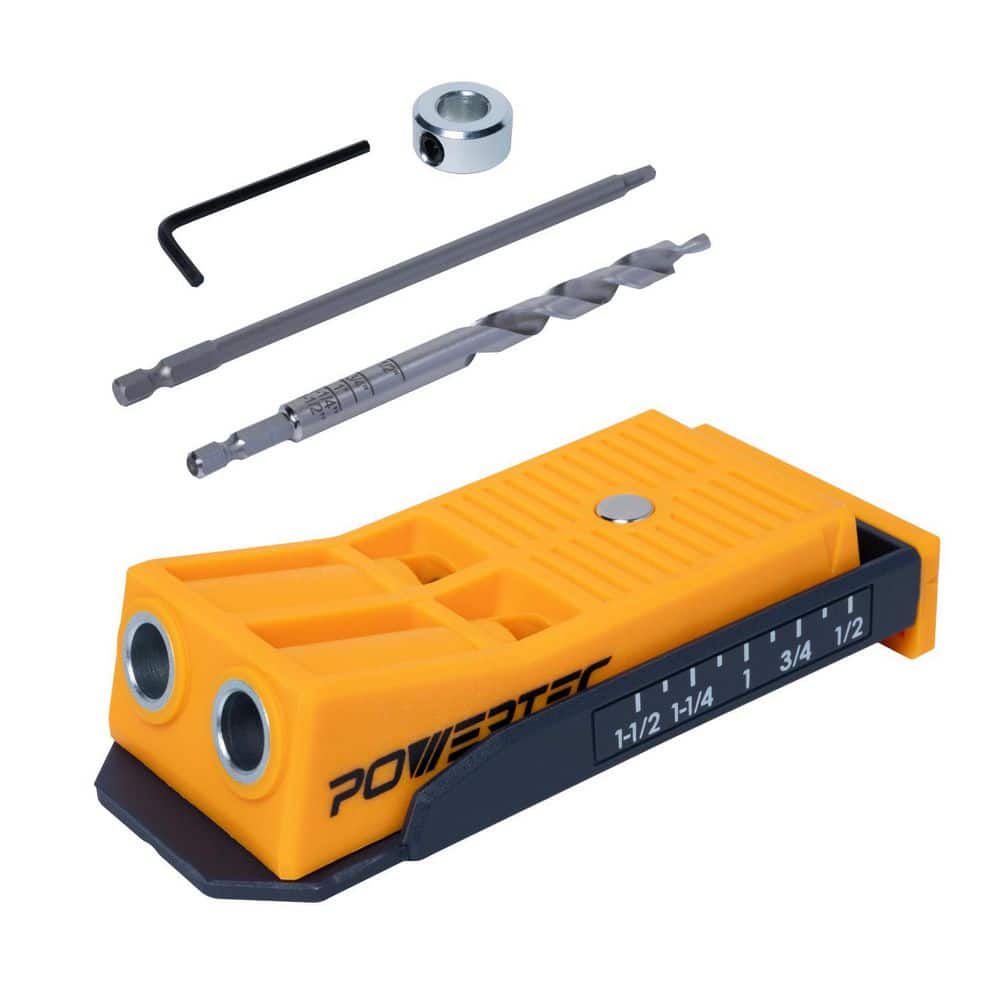 ‎POWERTEC Twin Pocket Hole Jig Kit for Woodworking, Pocket Hole Screw ...