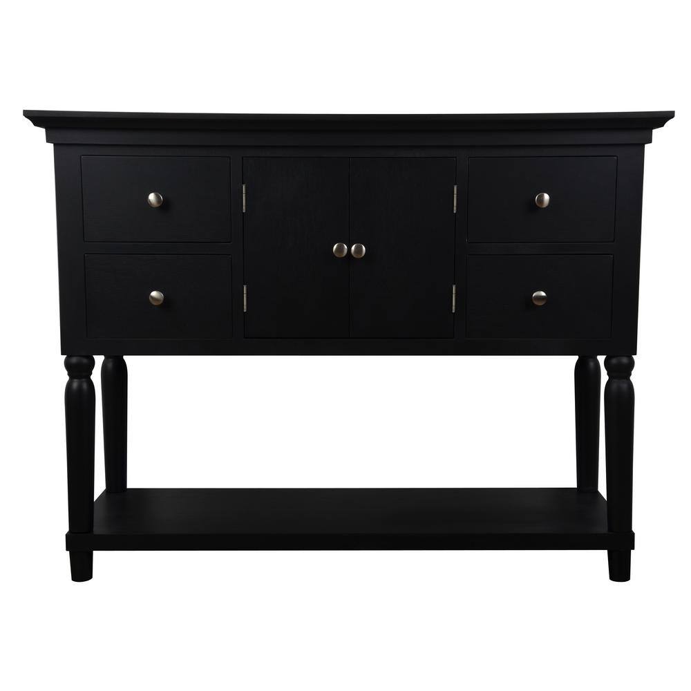 Decor Therapy Taylor Four Drawer Wood Console Table with Shelf, Black ...