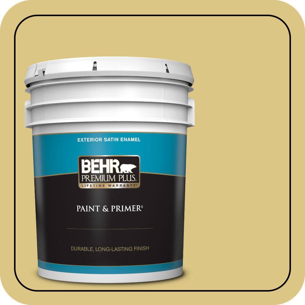 BEHR PREMIUM PLUS 5 gal. #390D-5 Sea Kelp Satin Enamel Exterior Paint ...