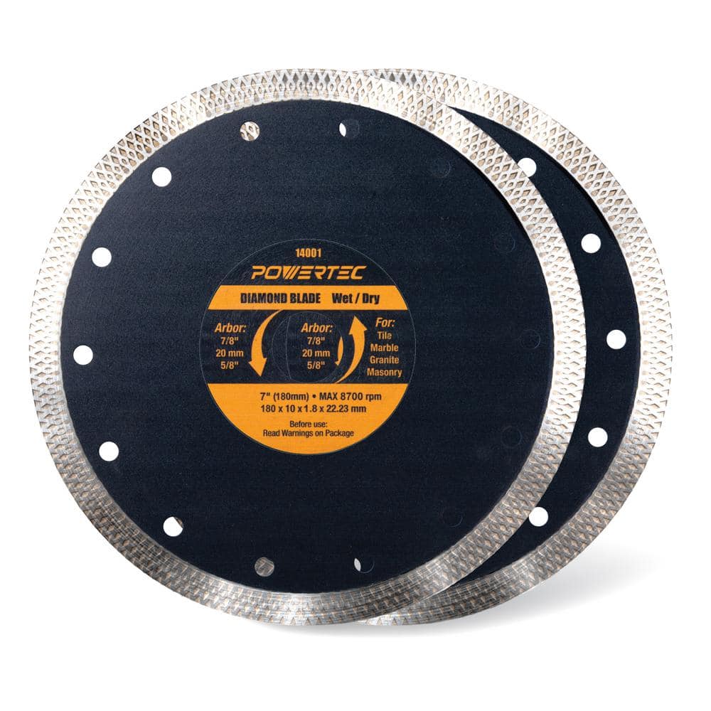 ‎POWERTEC 7 in. Turbo Mesh Rim Diamond Blade for Tile Saw, for Cutting ...