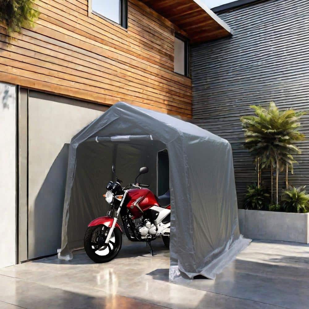 Tunearary 7 ft. W x 12 ft. D Gray Outdoor Plastic Portable Storage Shed ...