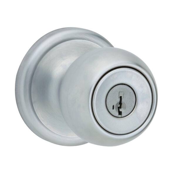 Kwikset Grecian Satin Nickel Entry Door Knob L457945 - The Home Depot