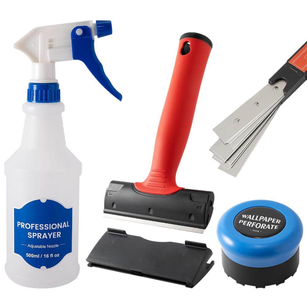 4-Count Wallpaper Removal Kit with Perforating Scoring Tool, Razor ...