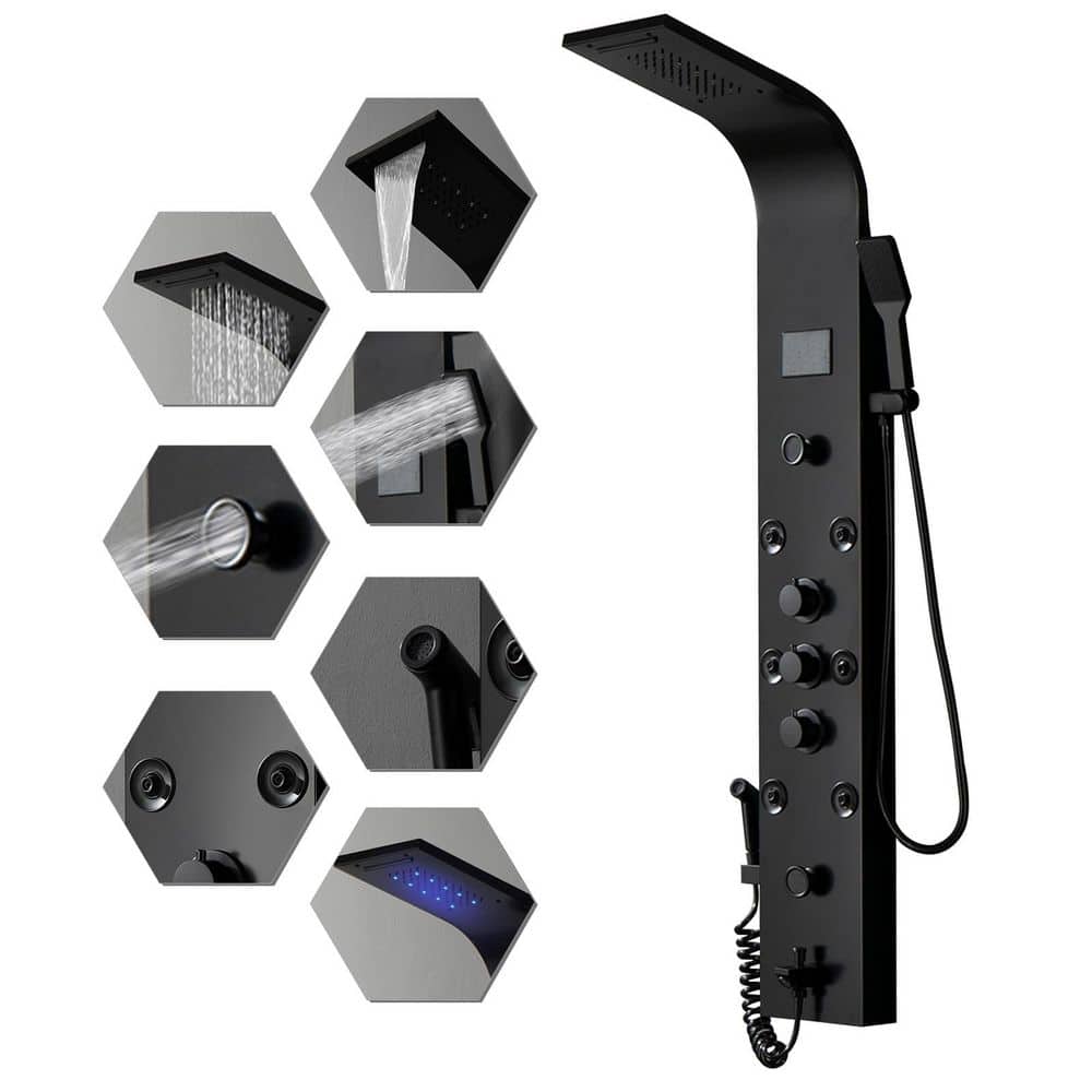 HOMEMYSTIQUE 8-Jet Rainfall Shower Panel System with Waterfall Shower ...