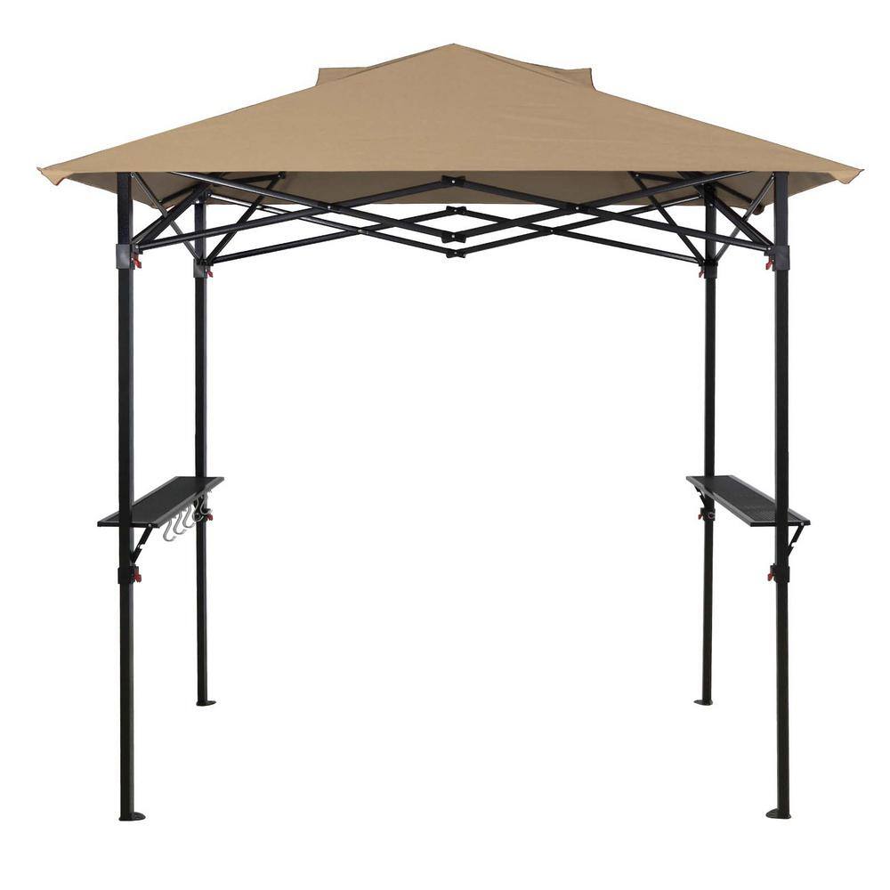 EAGLE PEAK 8 ft. x 5 ft. Beige Soft Top Barbecue (BBQ) Grill Gazebo ...