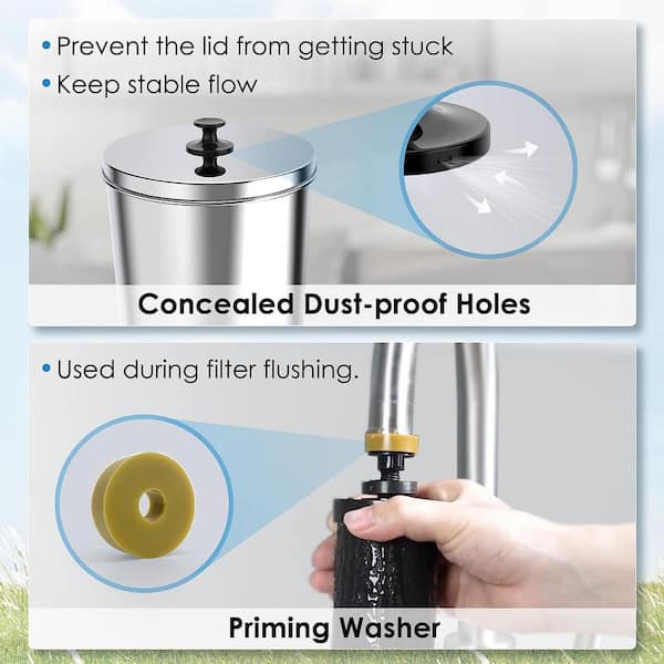 Waterdrop 2.25 Gal. Gravity-Fed Stainless Steel Countertop Water Filter ...