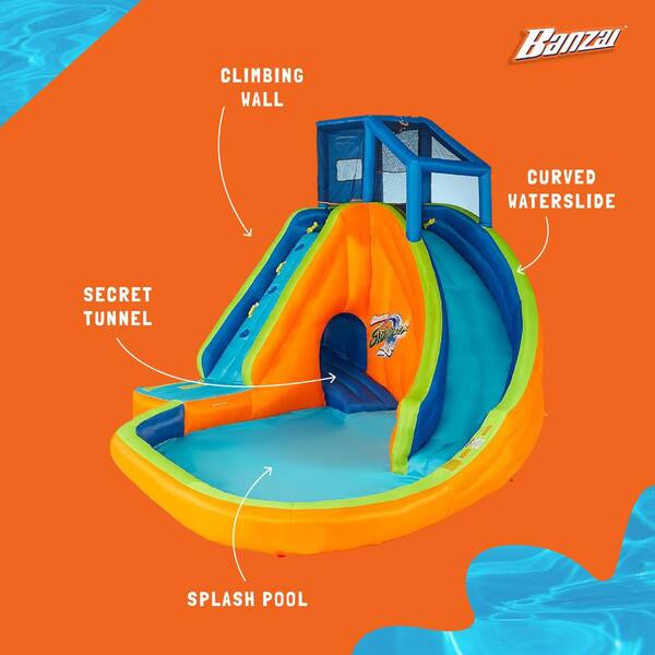 BANZAI Multi Polyester Sidewinder Falls Inflatable Water Park Play Pool with Slides and Blower BAN 23524 The Home Depot