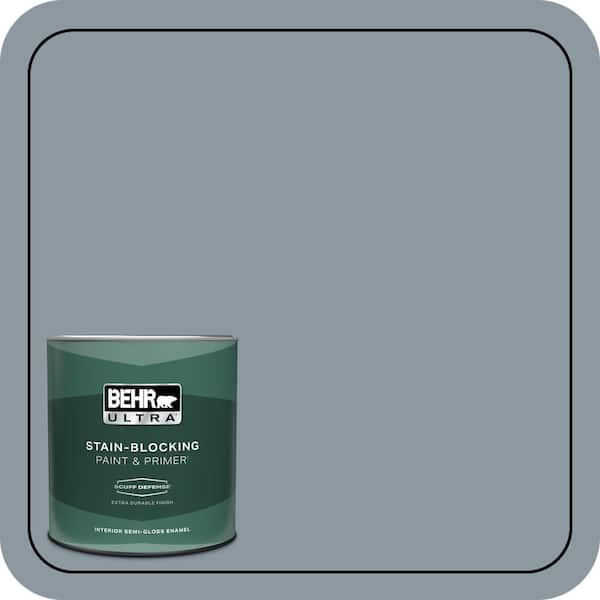 BEHR ULTRA 1 qt. #N490-4 Teton Blue Extra Durable Semi-Gloss Enamel ...