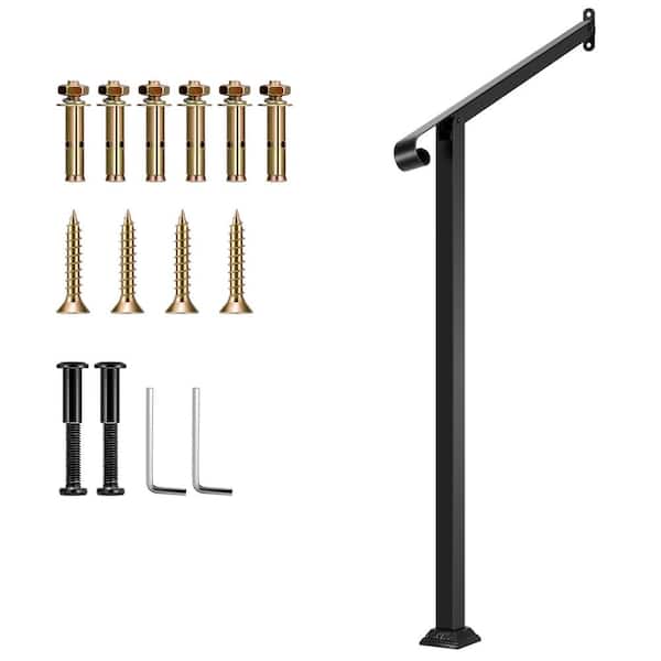 VIVOSUN 2 Step 39 in. H x 31 in. W Black Wrought Mattle Iron Handrail ...