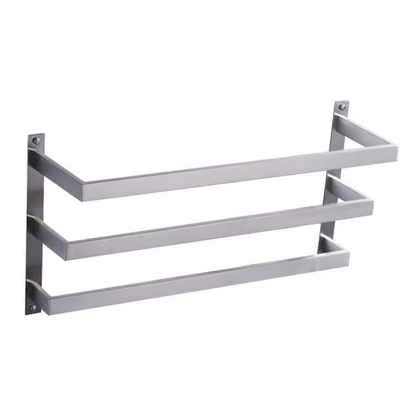 WOWOW 24 in. Stainless Steel Wall Mounted Triple Towel Rack in Brushed Nickel 410283-24 - The ...