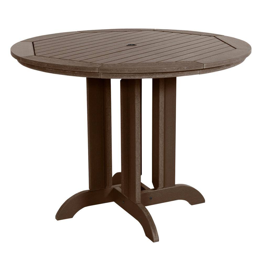 Highwood Weathered Acorn Round Recycled Plastic Outdoor Balcony Height ...