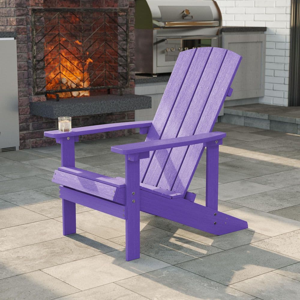JOYESERY Purple HIPS Plastic Weather Resistant Adirondack Chair for Outdoors (1-Pack) J-ADC-40PU ...