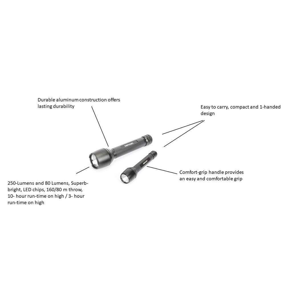 Defiant 250-Lumen and 80-Lumen LED Flashlight Combo (2-Pack) for sale ...