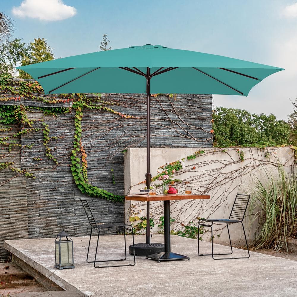 JEAREY 8 ft. x 10 ft. Steel Rectangular Market Umbrella in Peacock Blue ...