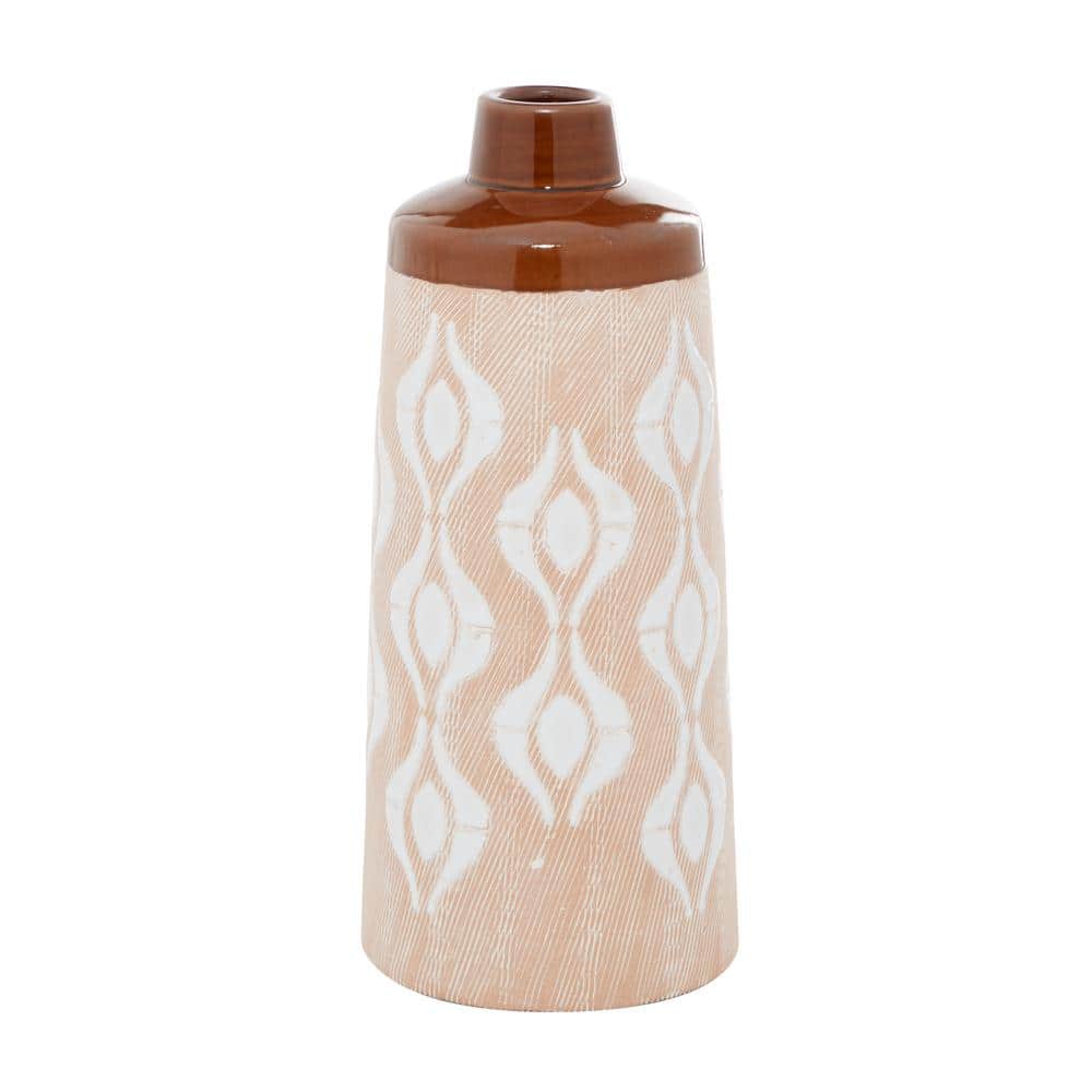 Litton Lane Tan Porcelain Decorative Vase 98352 - The Home Depot