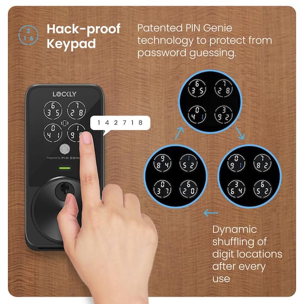 Lockly Pin Genie Pro Matte Black Deadbolt Apple Home Key Wi-Fi Smart ...
