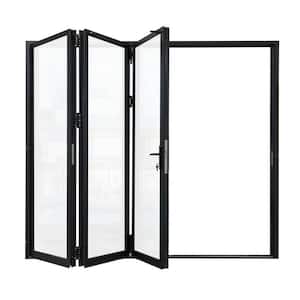 ATVIO 144 in. x 96 in. Black Aluminum Out-Swing Folding Patio Door 1 ...